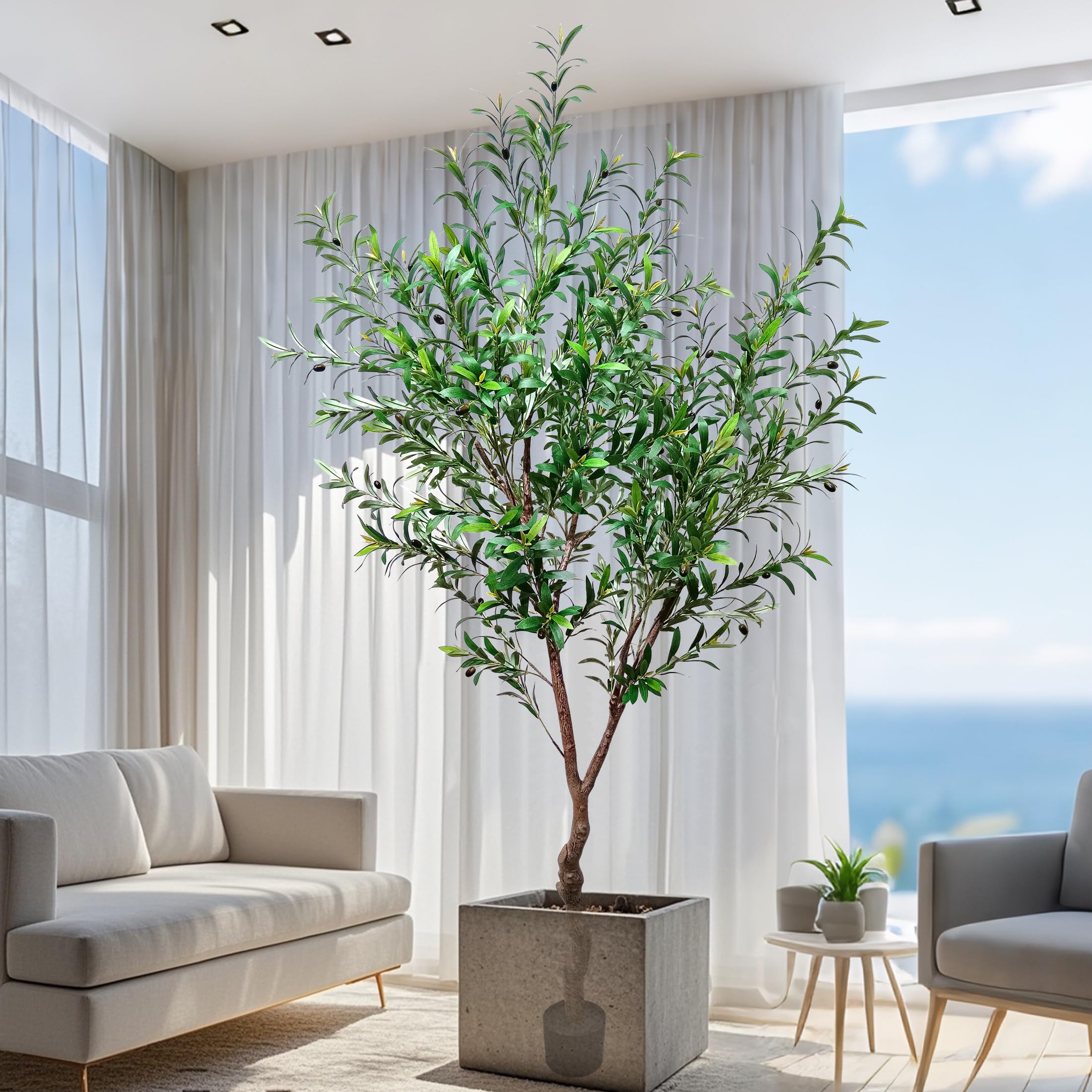 Zsenent Faux Olive Tree Fake Olive Tree Olive Trees Artificial Indoor 7 ...