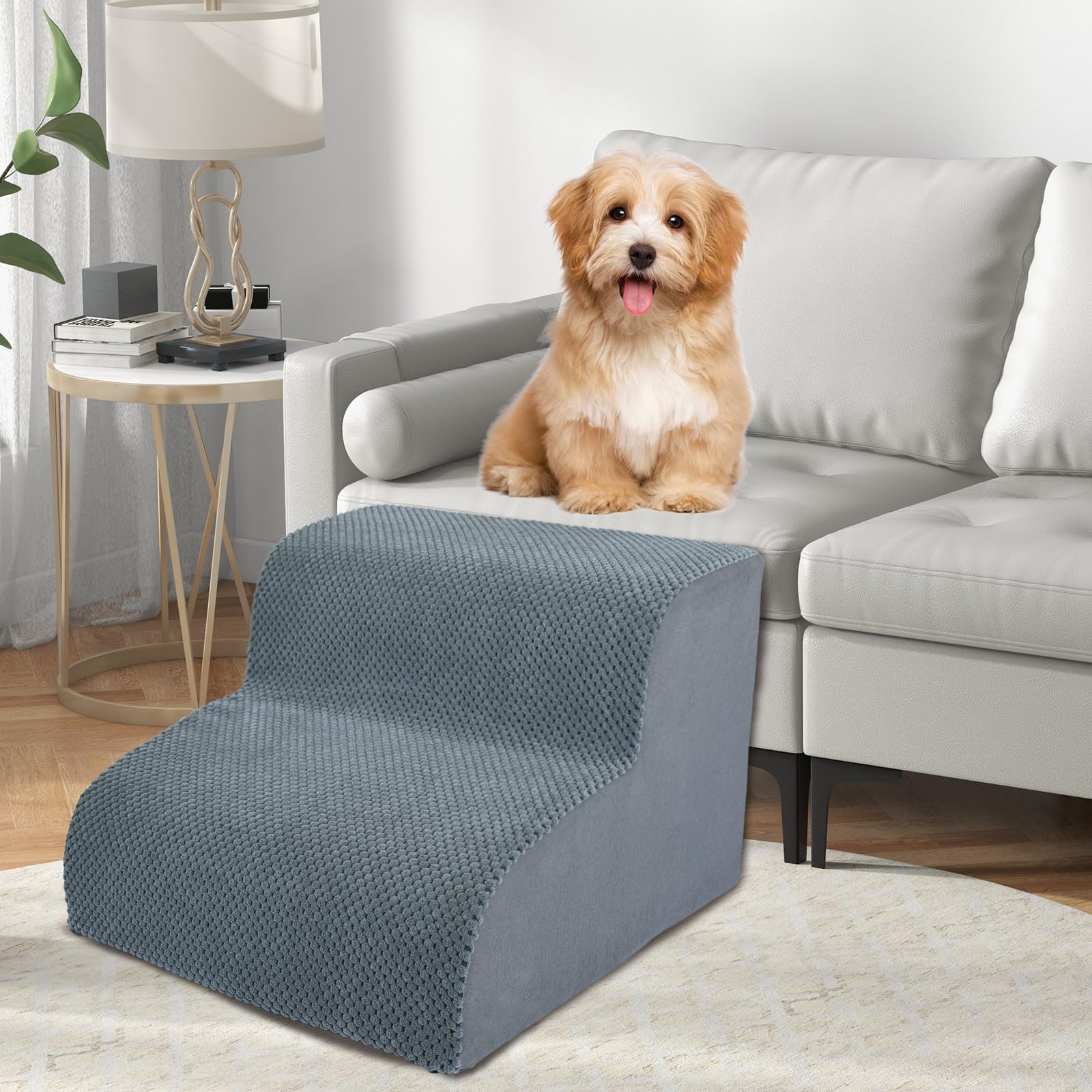 Dog Stairs for High Beds, 2-Step Dog Stairs & Steps 11.8" H for Small ...