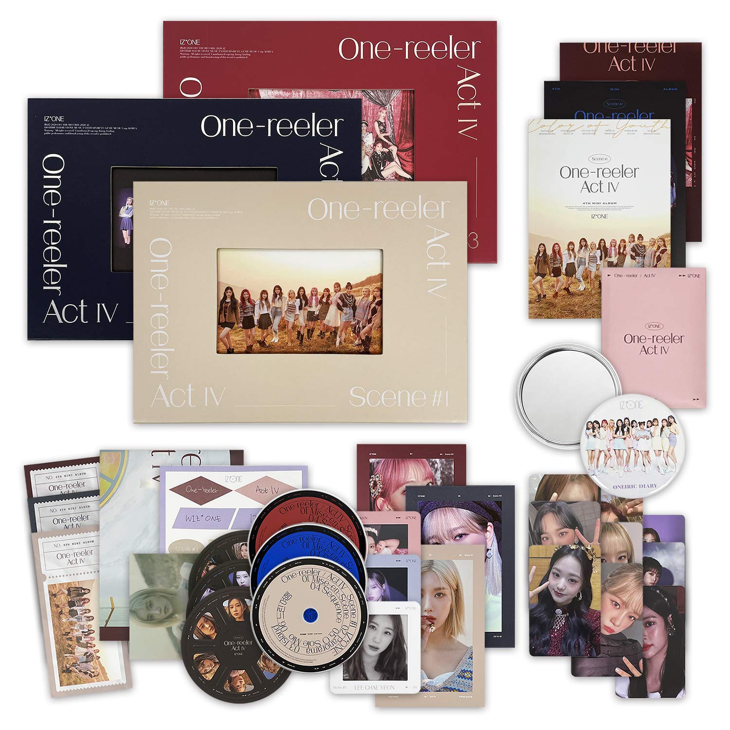 IZONE - IZONE 4th Mini Album - ONE-REELER / ACT IV [ FULL SET ] CD + Cover Postcard + Photobook ...
