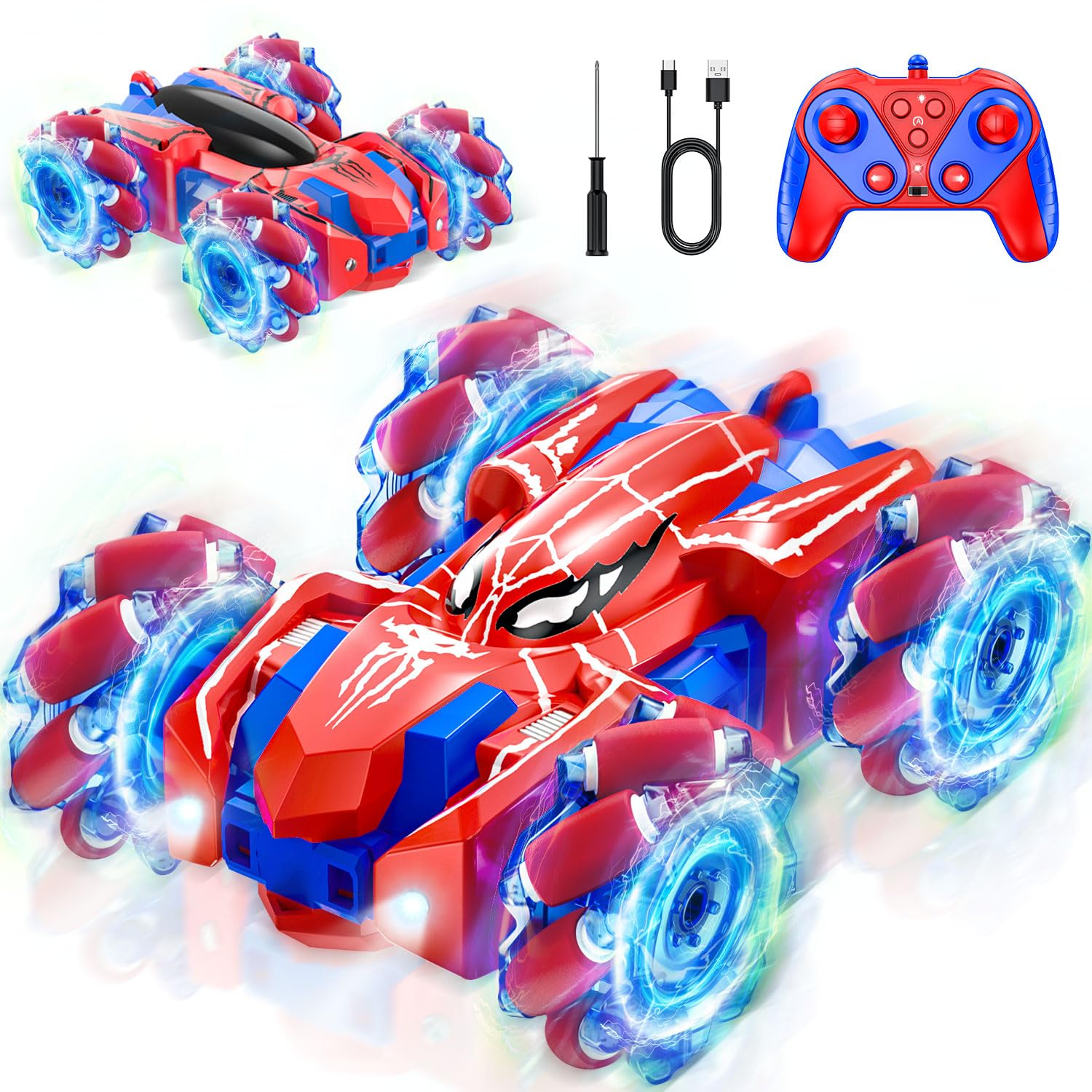 Remote Control Car - Double Sided Driving RC Stunt Cars Toys 360° Rotating Spider RC Car with ...