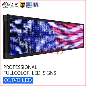 Amazon.com: OLIVE LED Sign Full Color P20, 15"x53" Programmable ...