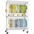 Amazon.com: FUTASSI P3 Plus Rolling Clothes Rack, Clothing Racks for ...