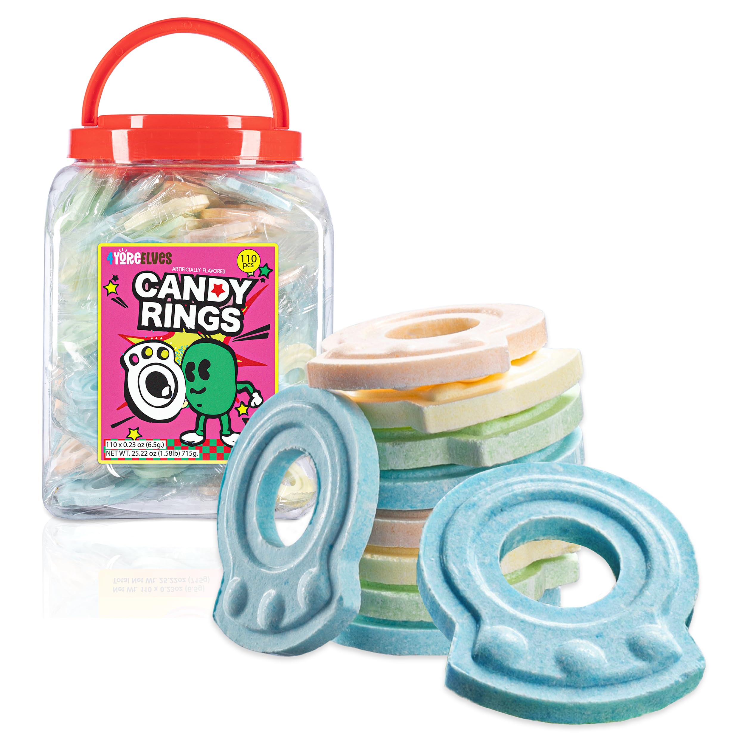 Mua 110 Individually Wrapped Candy Rings, Bulk Candy Ring Tub Great for ...