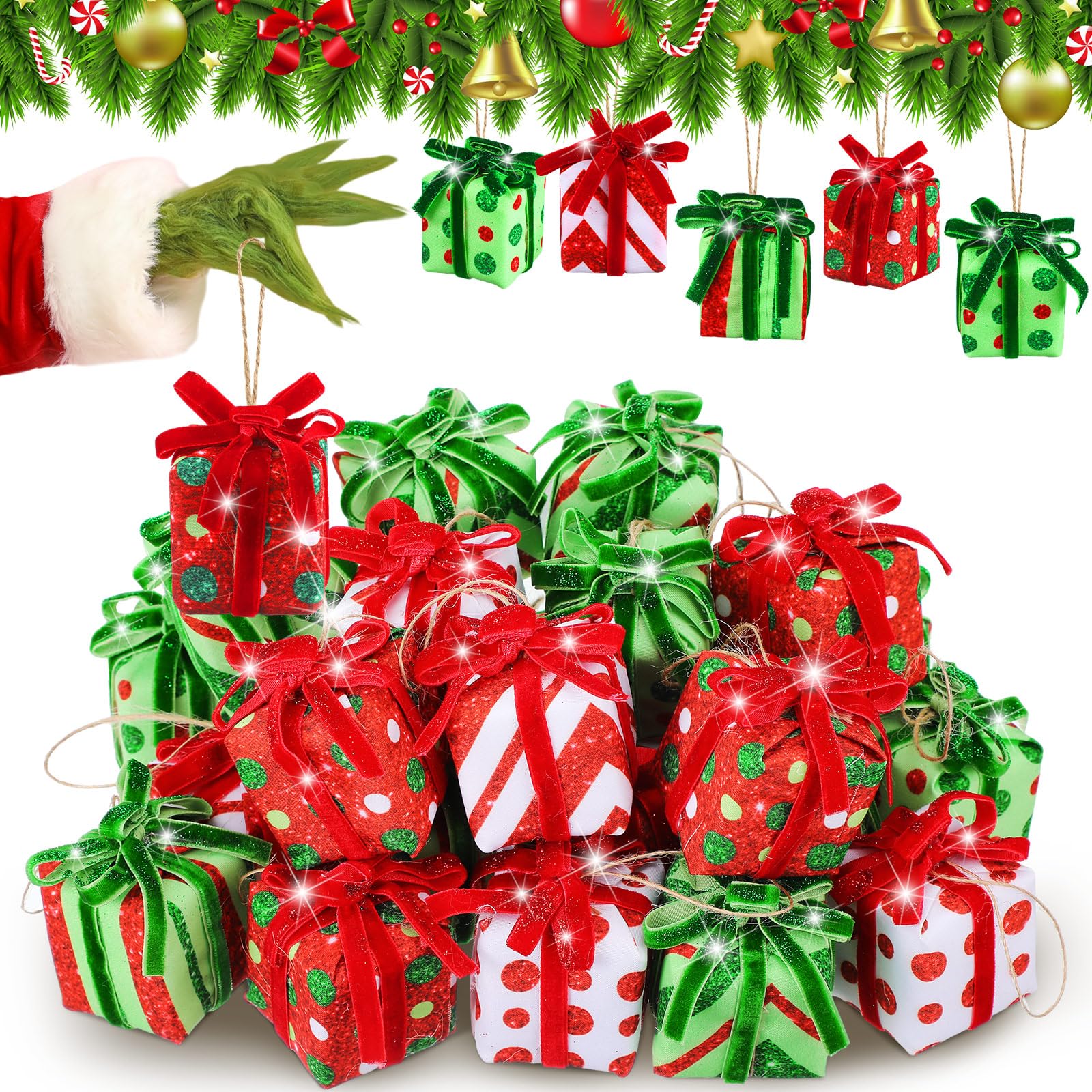 24 Pcs 1.57 x 2.3 Inch Christmas Tree Mini Gift Boxes Christmas Tree ...
