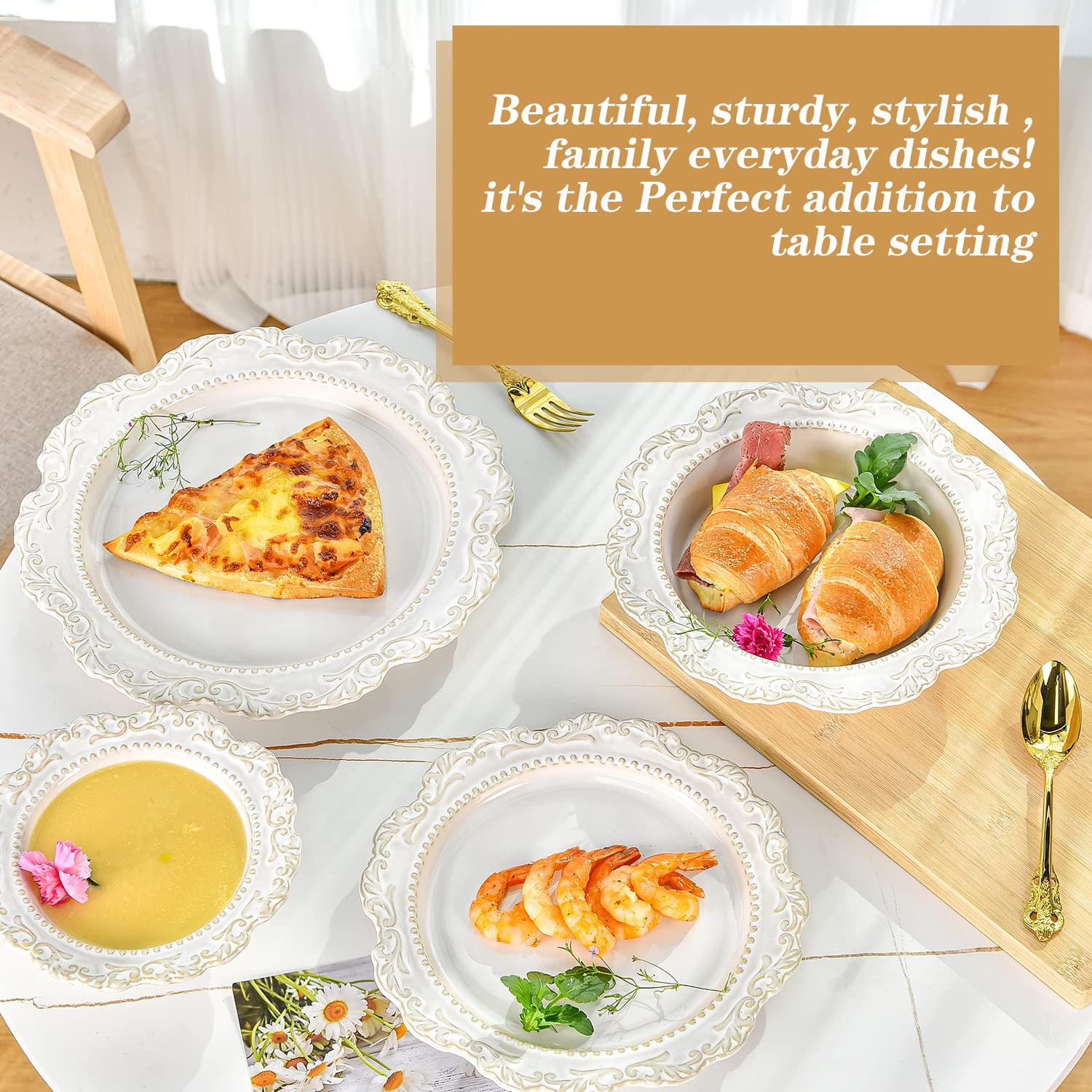 Mua Sungmor 2PC Ceramic Flat Dinner Plates Set, 8.6 Inch & 10.6 Inch ...