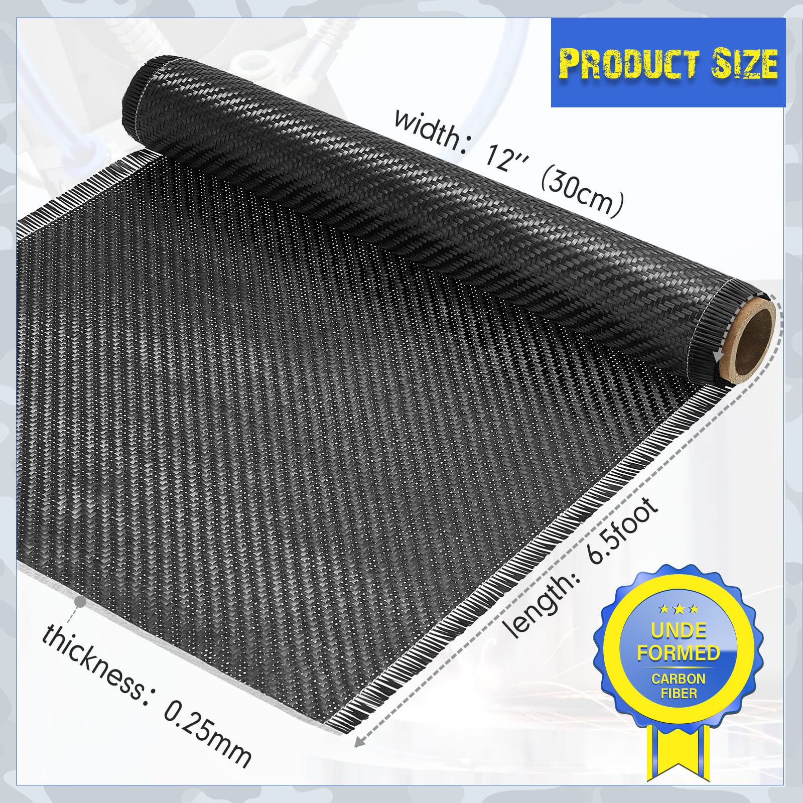 Mua Tatuo 6.5ft x 12 Carbon Fiber Fabric Roll Pure Fabric Carbon Fiber ...