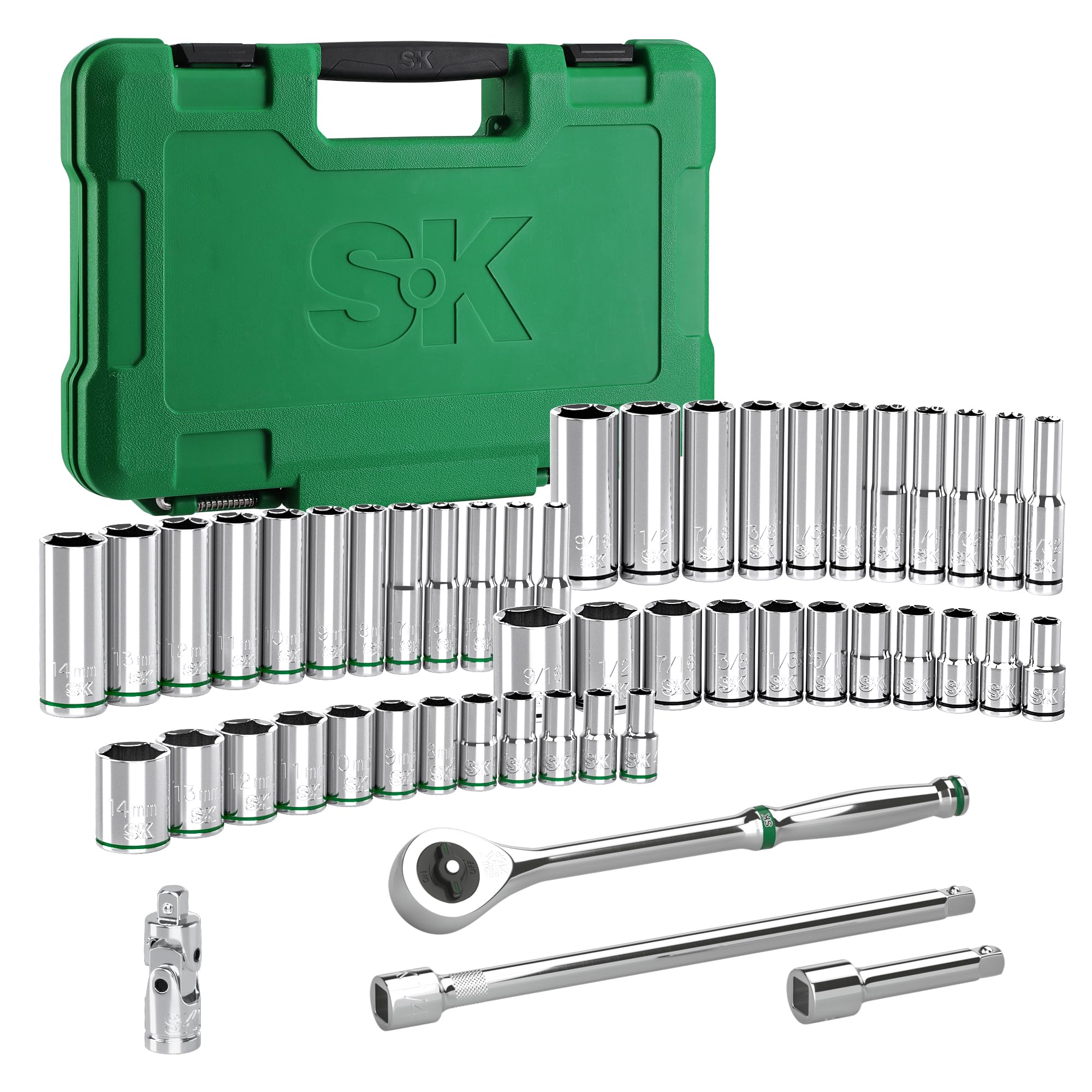 SK 1/4" Drive Socket Set with 216-P Quick-Release Ratchet, 50-Piece ...