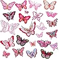 Amazon.com: 24 Iron on Butterfly Patches - Pink Embroidered Butterfly ...