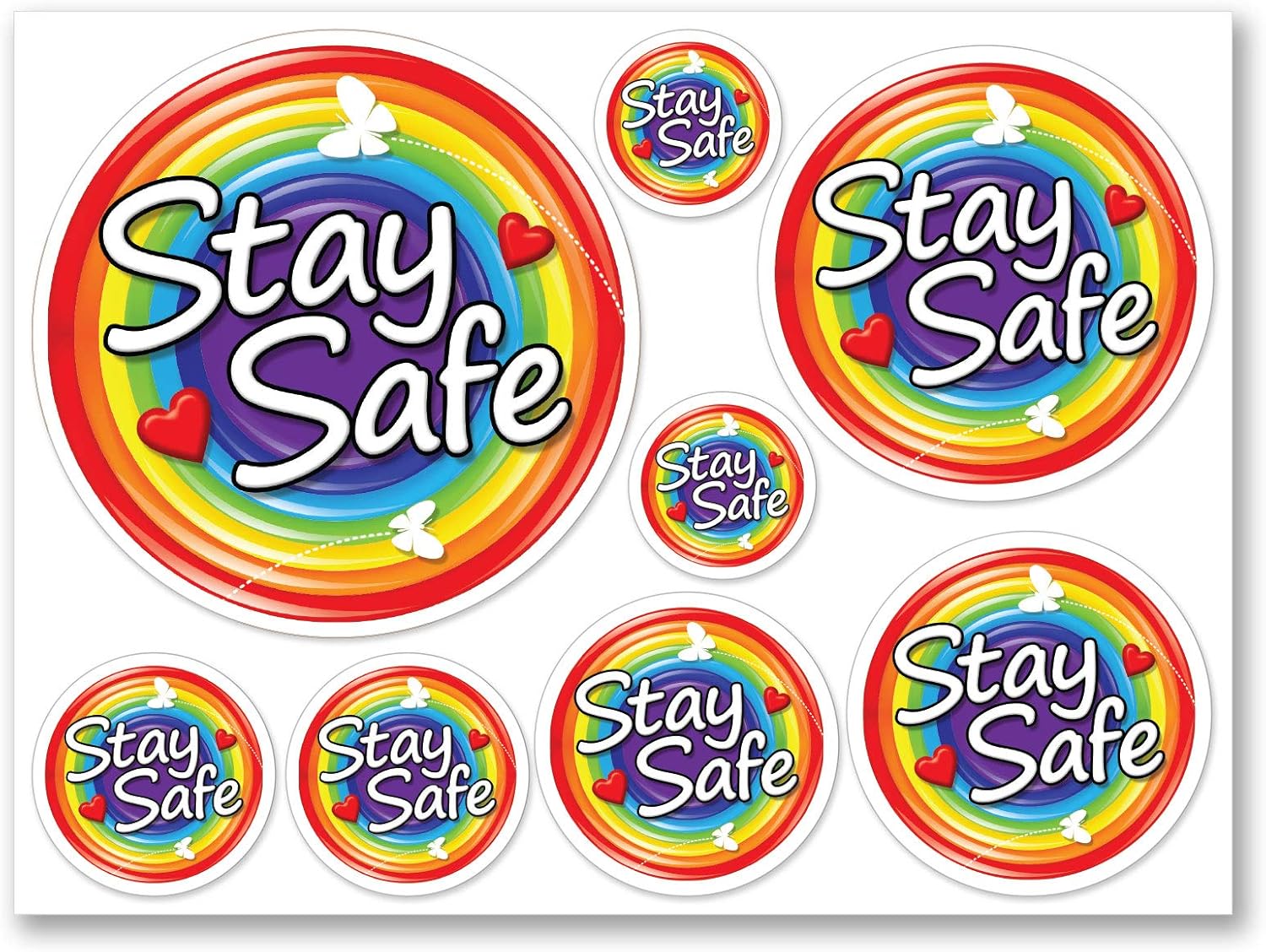 Stay Safe Rainbow NHS - Self Adhesive vinyl Stickers - Pack of 8 ...