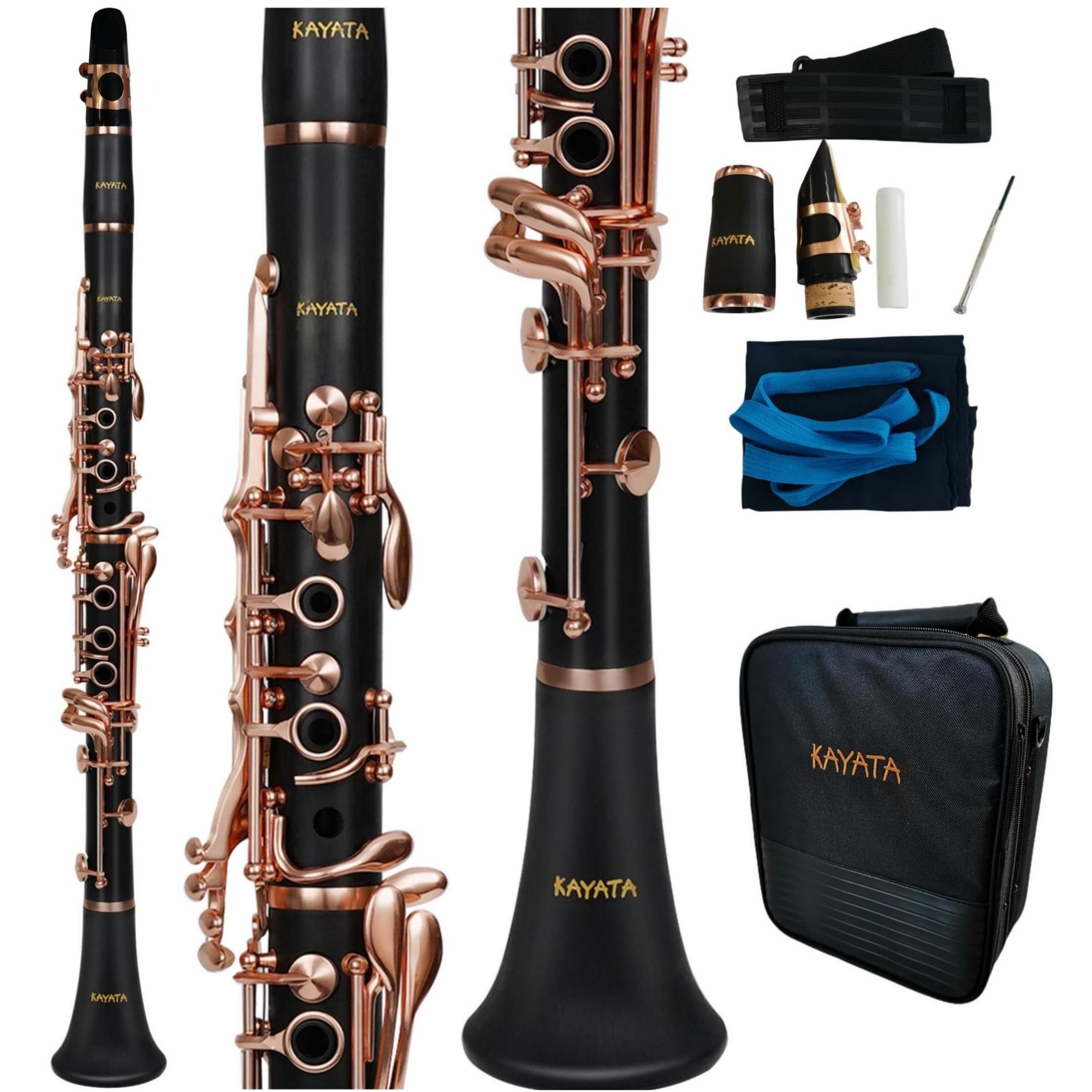 KAYATA Clarinet-B Flat Clarinet/Student Rose Gold Plated Clarinet with ...
