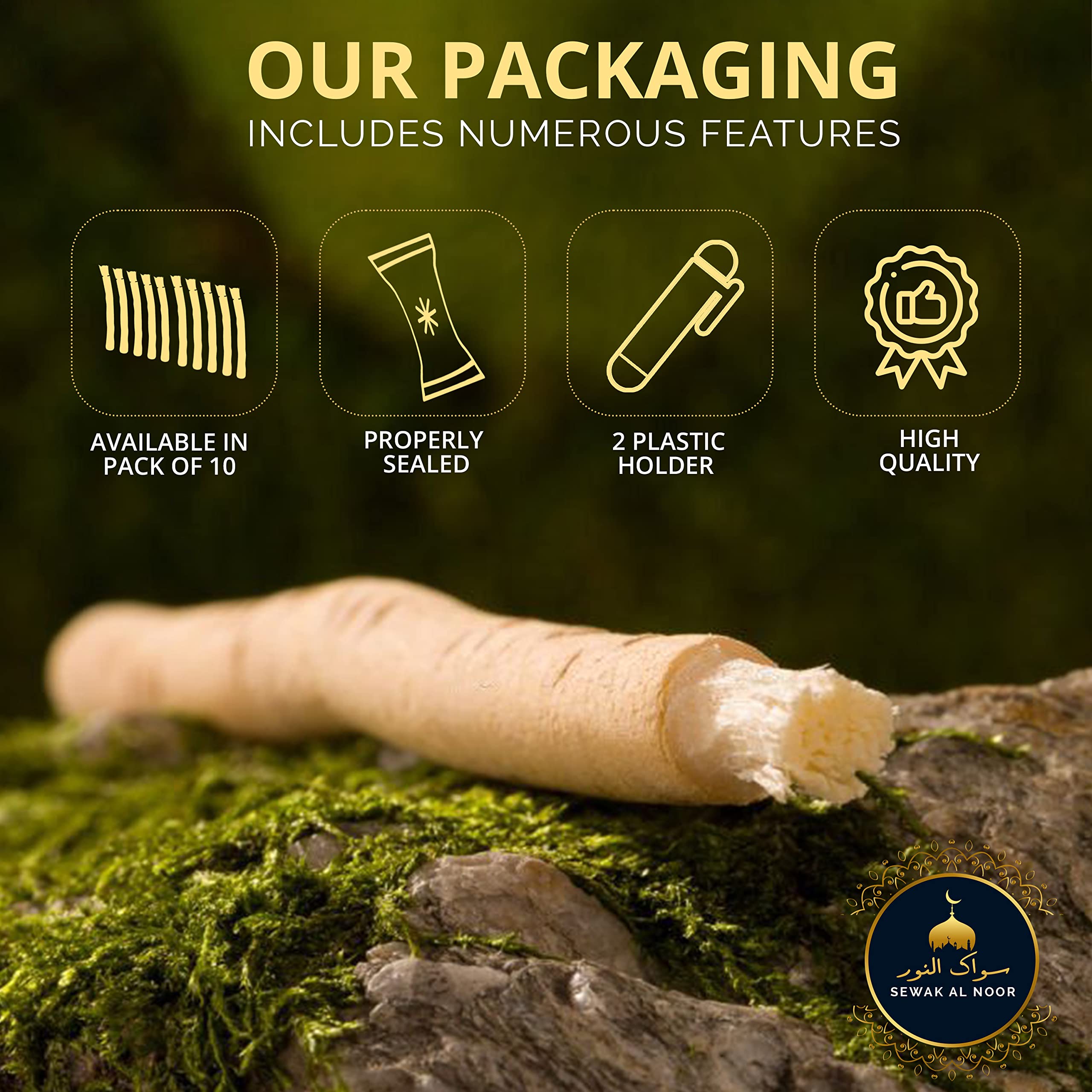 Mua Sewak Al Noor Pack of 10 Miswak Sticks for Teeth with Holder ...