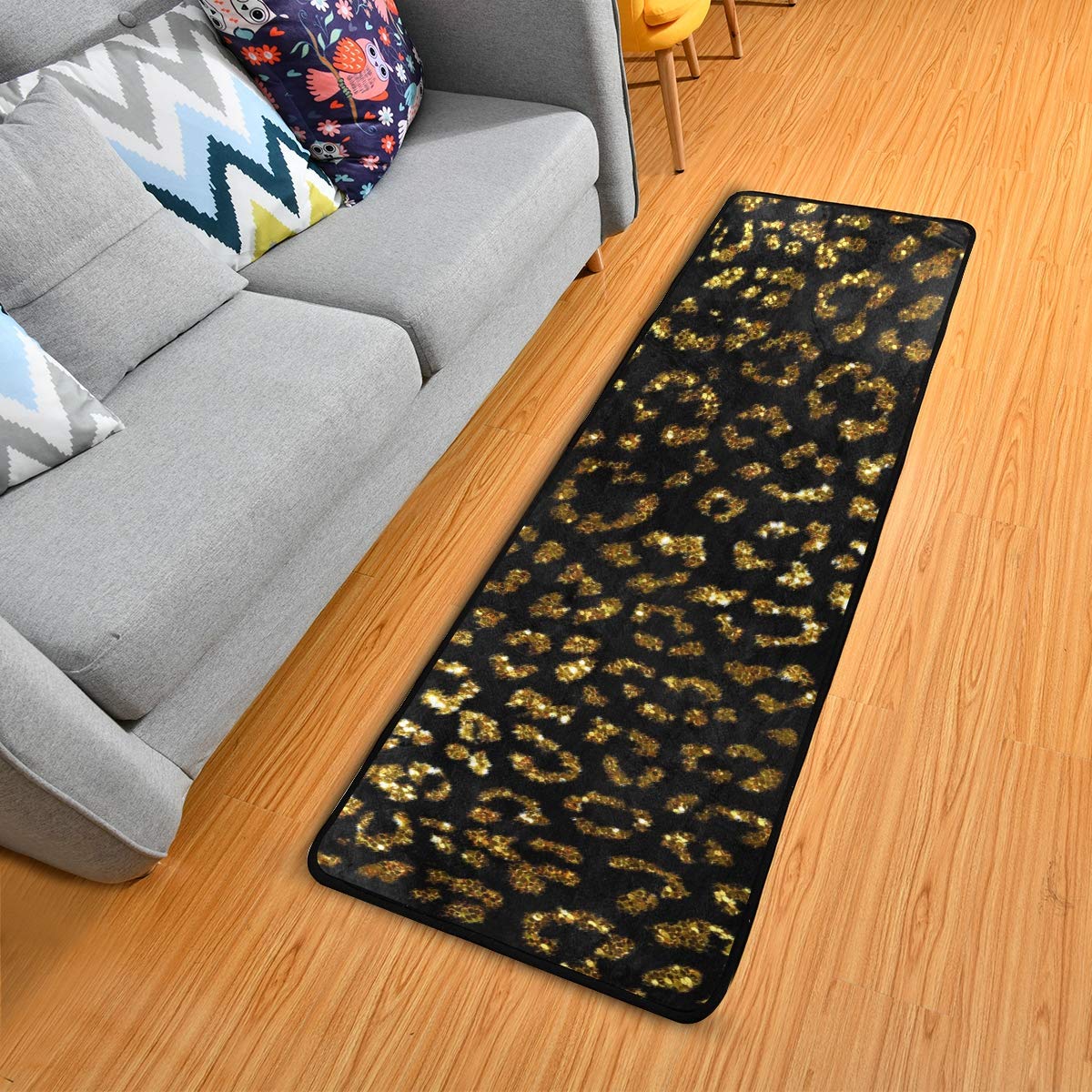 Leopard Print Animal Skin Kitchen Rugs Non-Slip Soft Doormats Bath ...