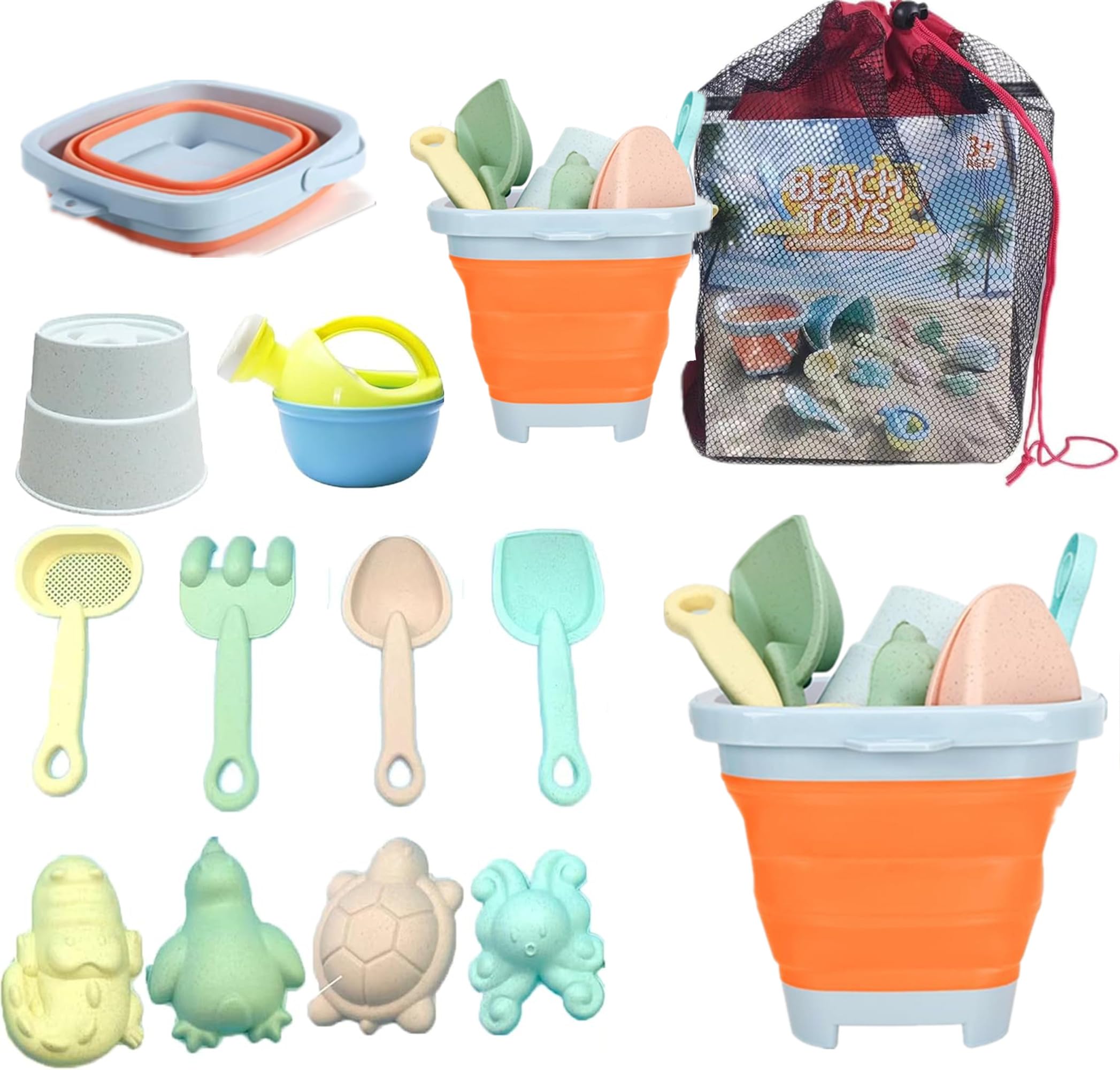casapre Beach Toys,Collapsible Sand Toys Set with Big Mesh Bag & Sand ...