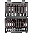 LLNDEI 3/8-Inch Drive Extra Long Allen Hex Bit Socket Set 19PCS- Standard SAE & Metric (1/8"-3/8 ...