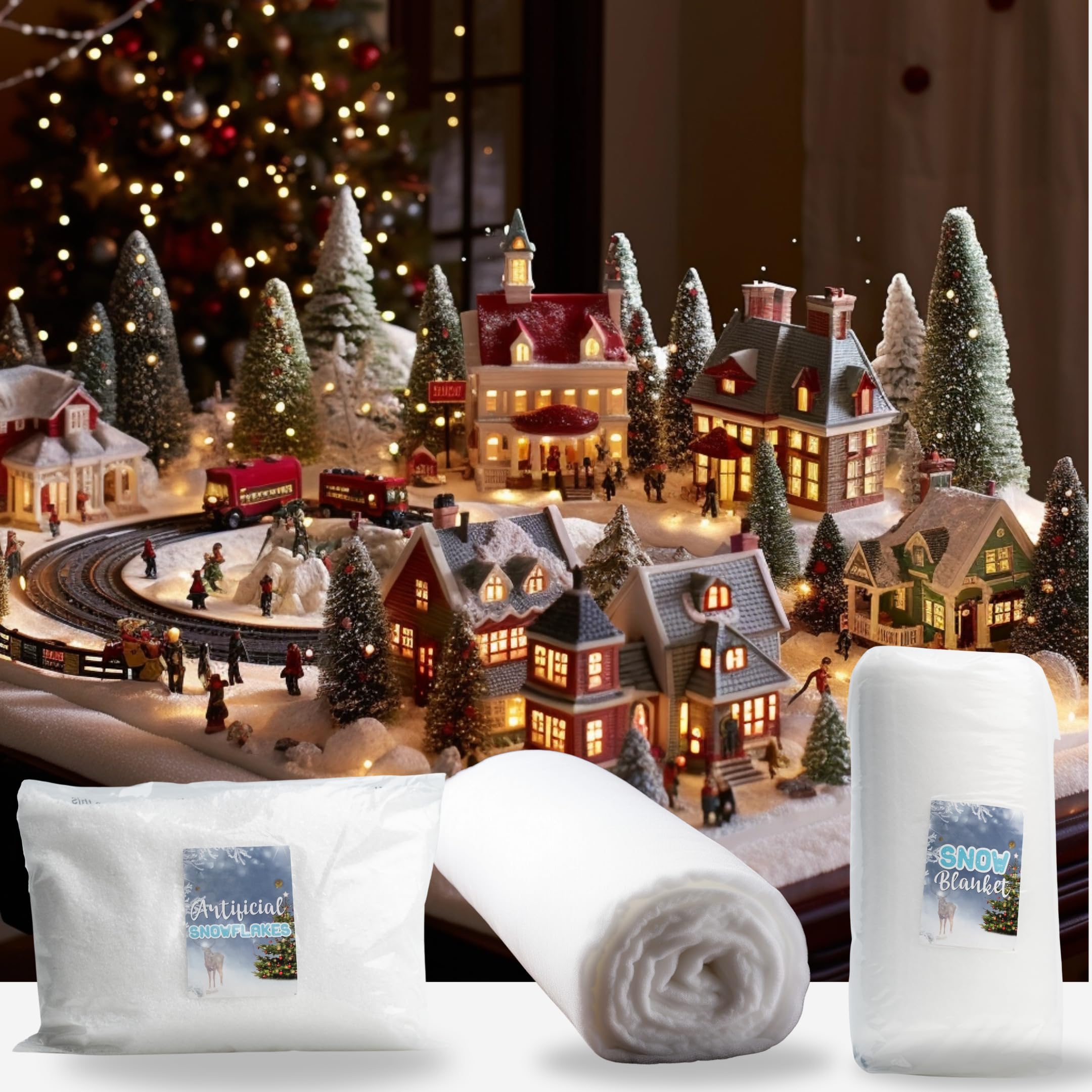 Mua Christmas Fake Snow 3-Piece Set: Includes 8x3 Feet Snow Blanket ...