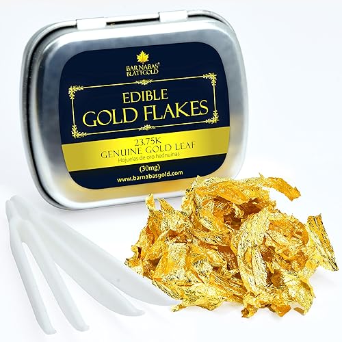 Barnabas Blattgold Genuine Edible Gold Flakes, 30mg/Jar, Edible Gold ...
