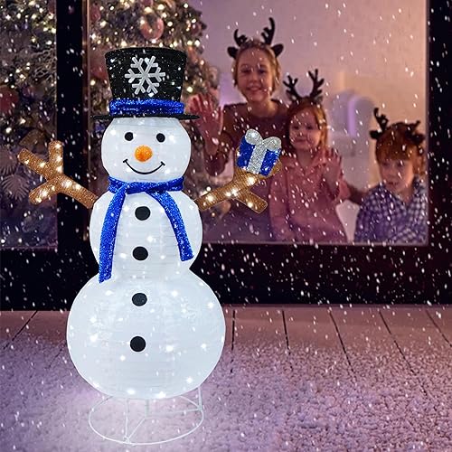 Outdoor Illuminated Snowman Costway 1.1M Pre Lit 3D Snowman Christmas