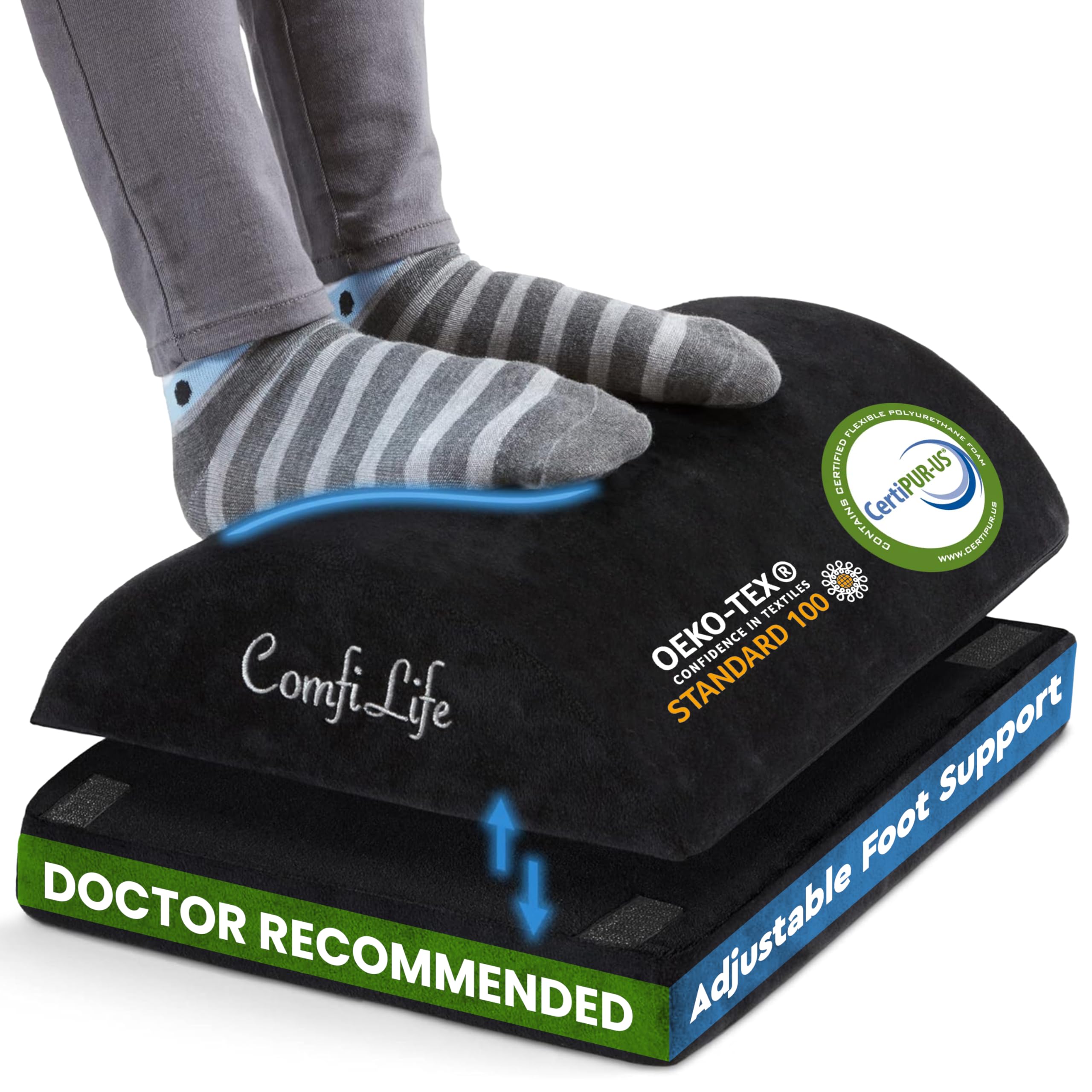 ComfiLife Foot Rest for Under Desk at Work – Adjustable Height Memory ...