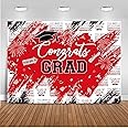 Amazon.com : Mocsicka Graduation Backdrop Congrats Grad Red Graduate ...
