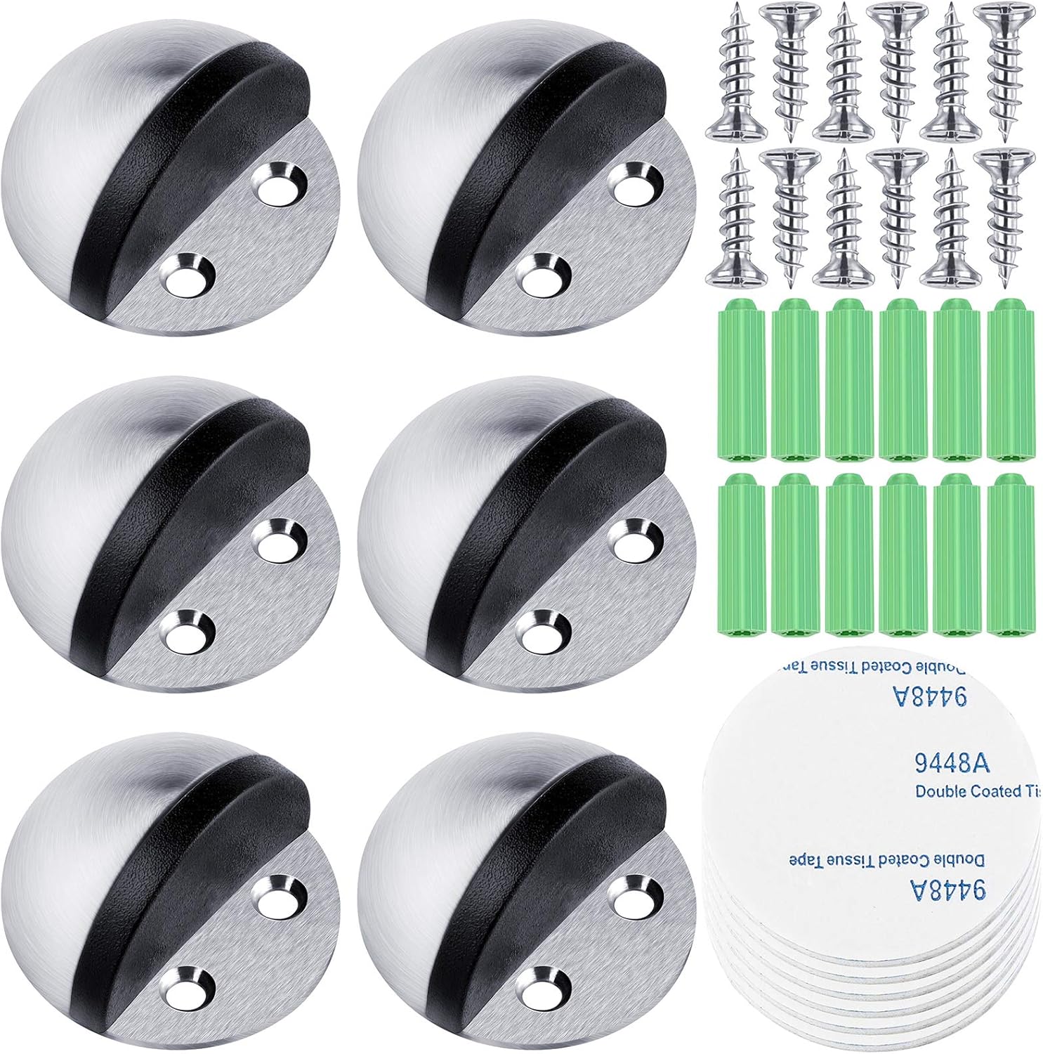 Ruisita 6 Pieces Half Moon Door Stop Stainless Steel Floor Door Stopper Ruisita 6 Pieces Half Moon Door Stop Stainless Steel Floor Door Stopper