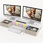 Amazon.com: LUKGEL Dual Monitor Stand Riser with 2 Drawers - 39Inch ...