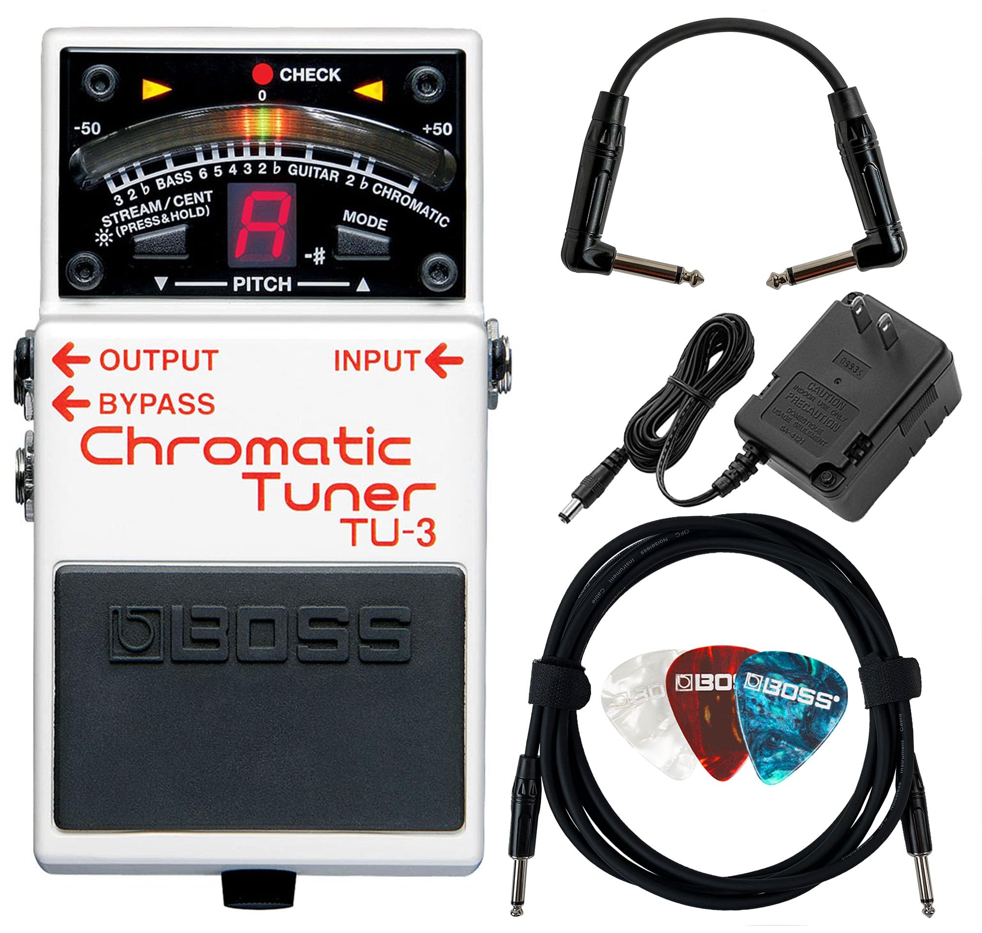Boss TU-3 Chromatic Tuner Pedal Bundle with Power Supply, Instrument ...
