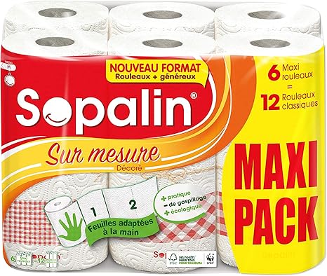 Essuie tout - Sopalin Sur Mesure Décoré 6=12 rouleaux - 3 voiles ...