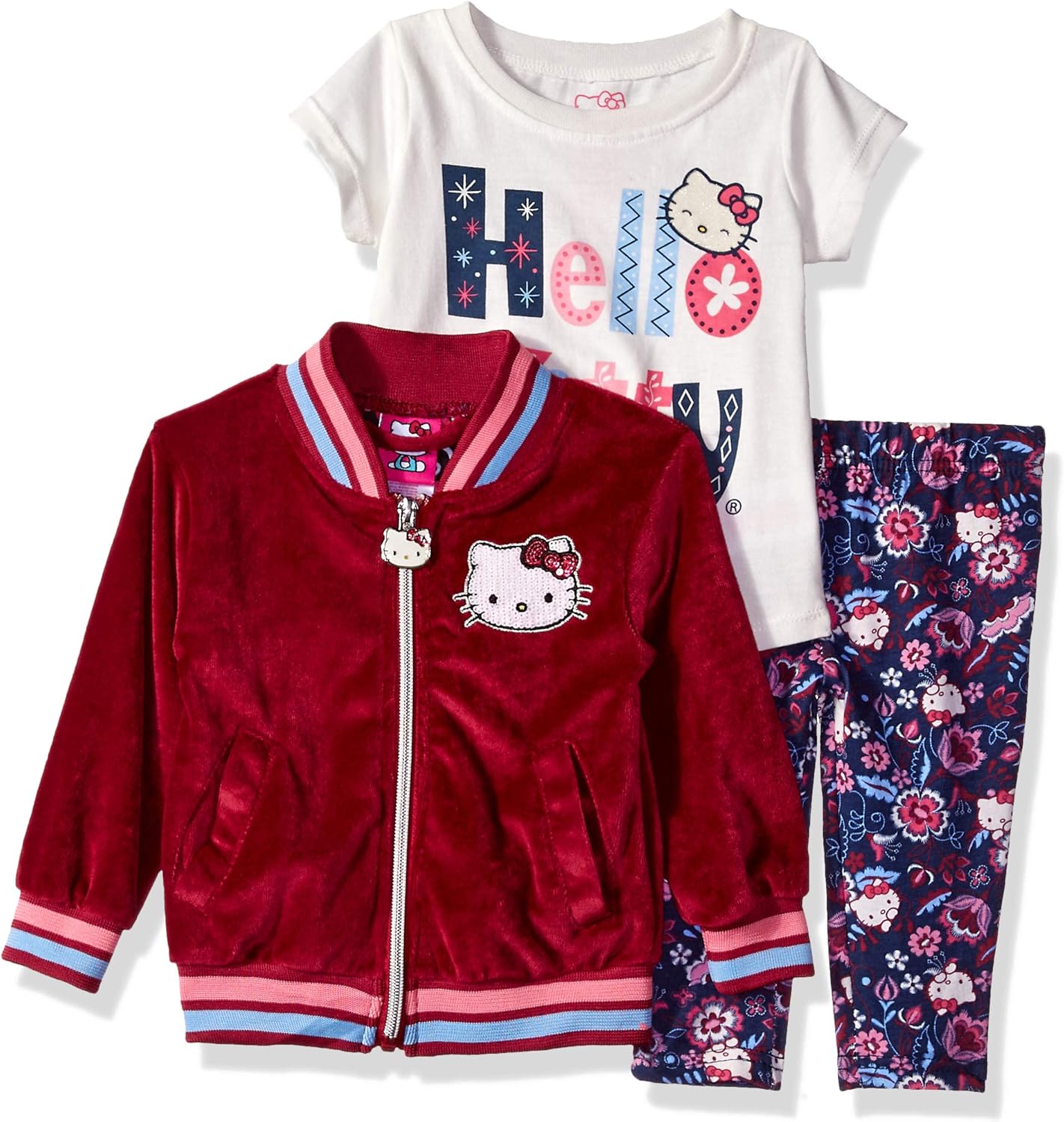 Hello Kitty Baby Girls' 3 Piece Cardigan Set with Tee and Printed ...