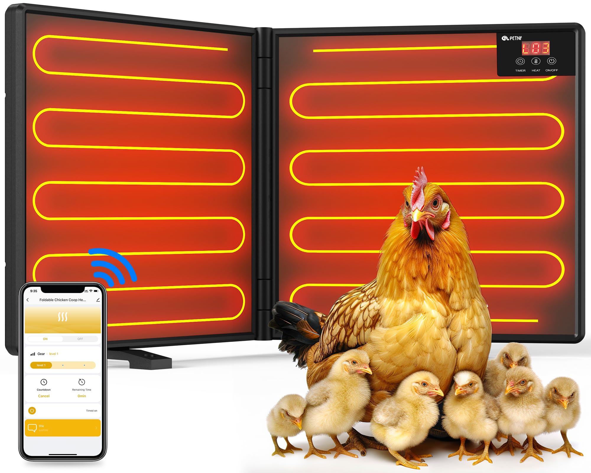 Chicken Coop Heater for Winter with Remote APP Control, 30''x12'' Large ...