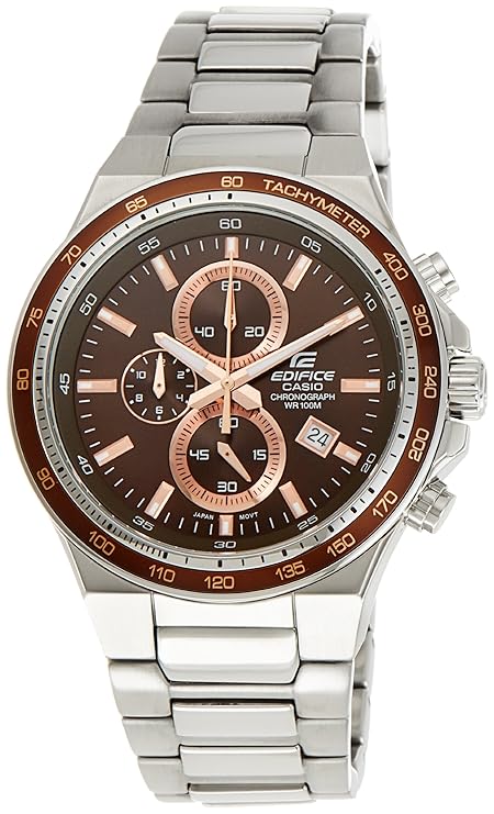 Buy Casio Edifice Tachymeter Chronograph Brown Dial Men's Watch - EF ...