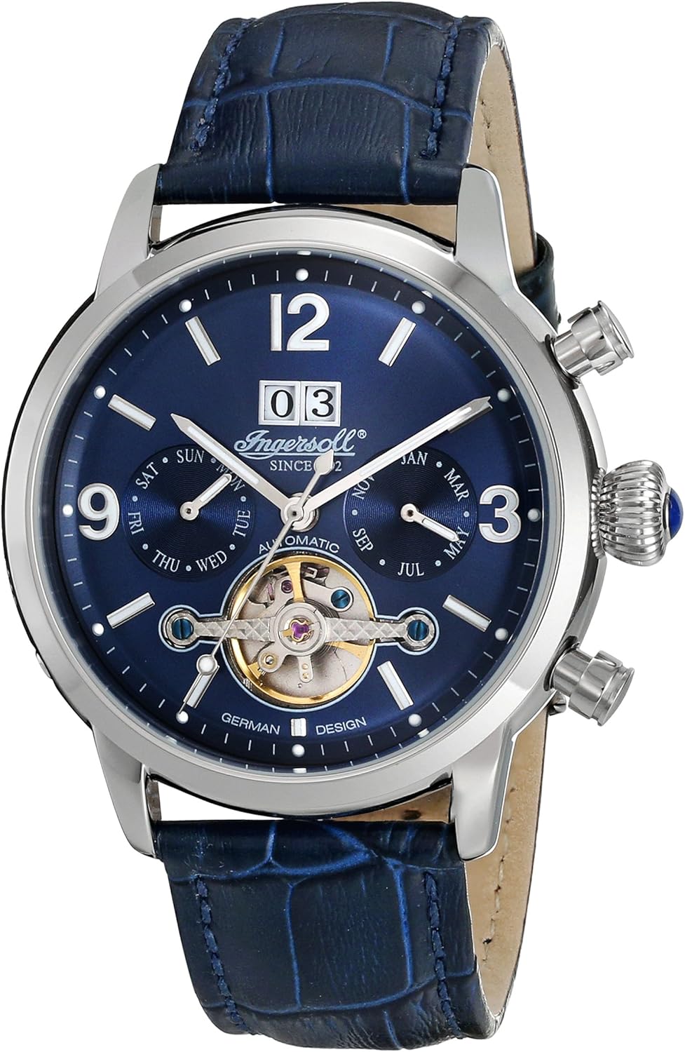 Ingersoll Unisex Automatic Watch with Blue Dial Chronograph Display and ...