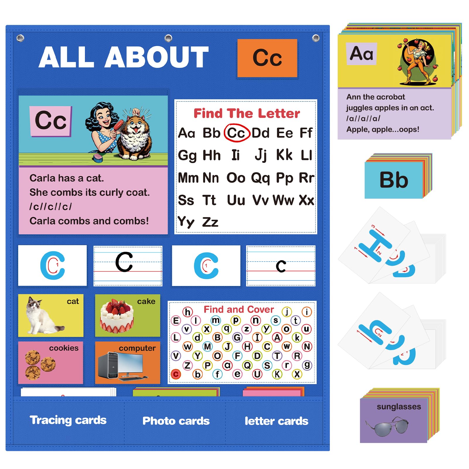 Alphabet Learning Pocket Chart, Alphabet Wall Chart for Toddlers 1-3 ...