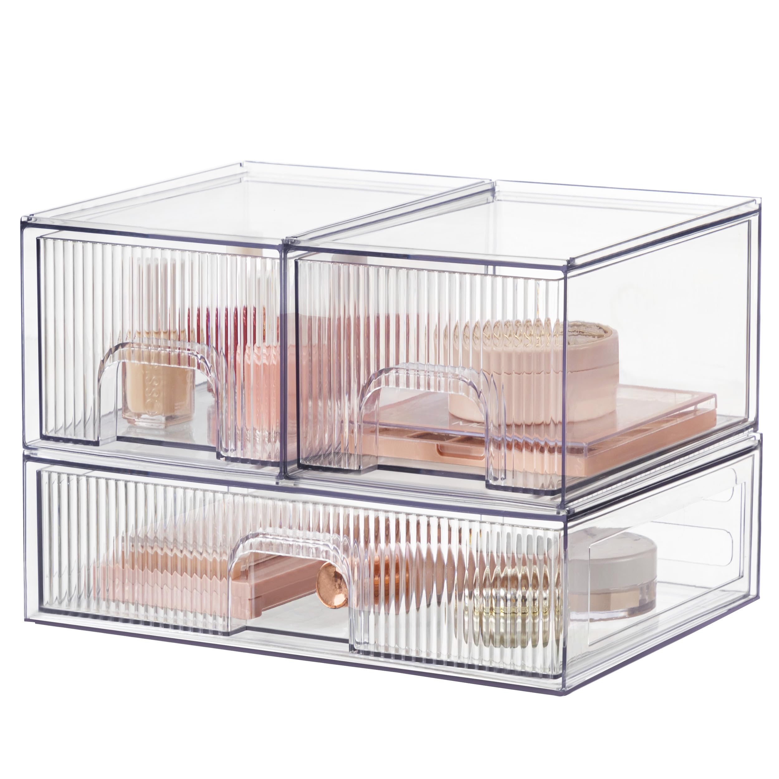 HBlife Stackable Clear Acrylic Storage Drawer Organizer - Set of 3 ...