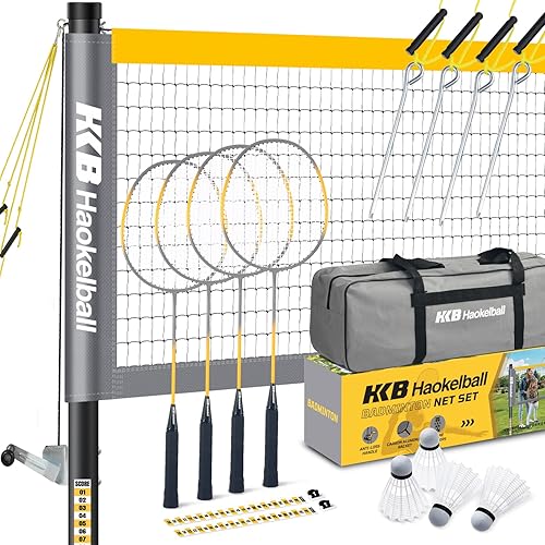 Professional Badminton Set with Anti-Sag Design, Portable Badminton Net ...