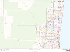 Amazon.com : Broward County, Florida Zip Codes - 48" x 36" Paper Wall ...