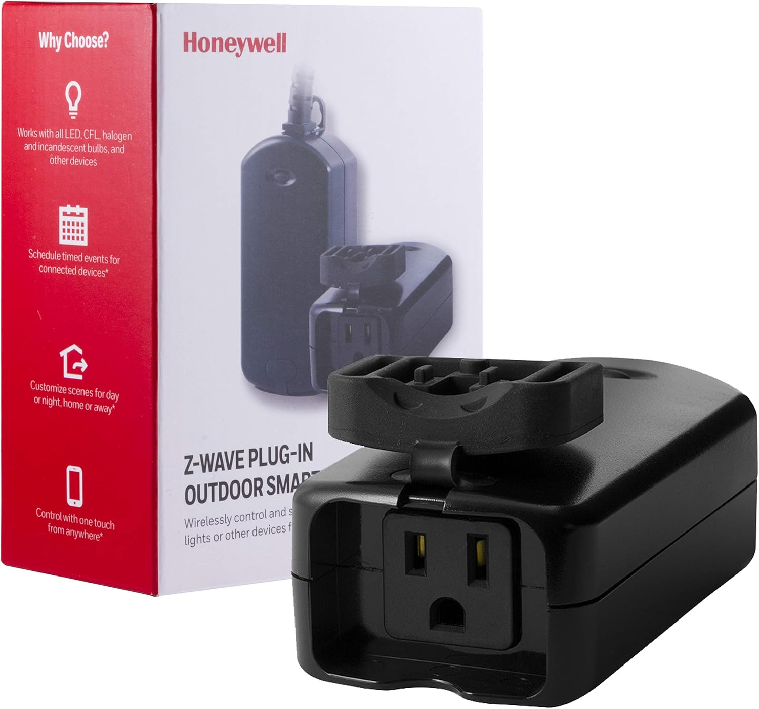 Honeywell Z-Wave Plus Outdoor On/Off Light and Appliance Switch, Single ...