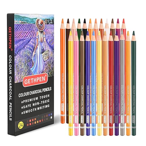 24-Color Charcoal Pencil Set – Skin Tones & Pastel Chalk Pastel Chalk ...