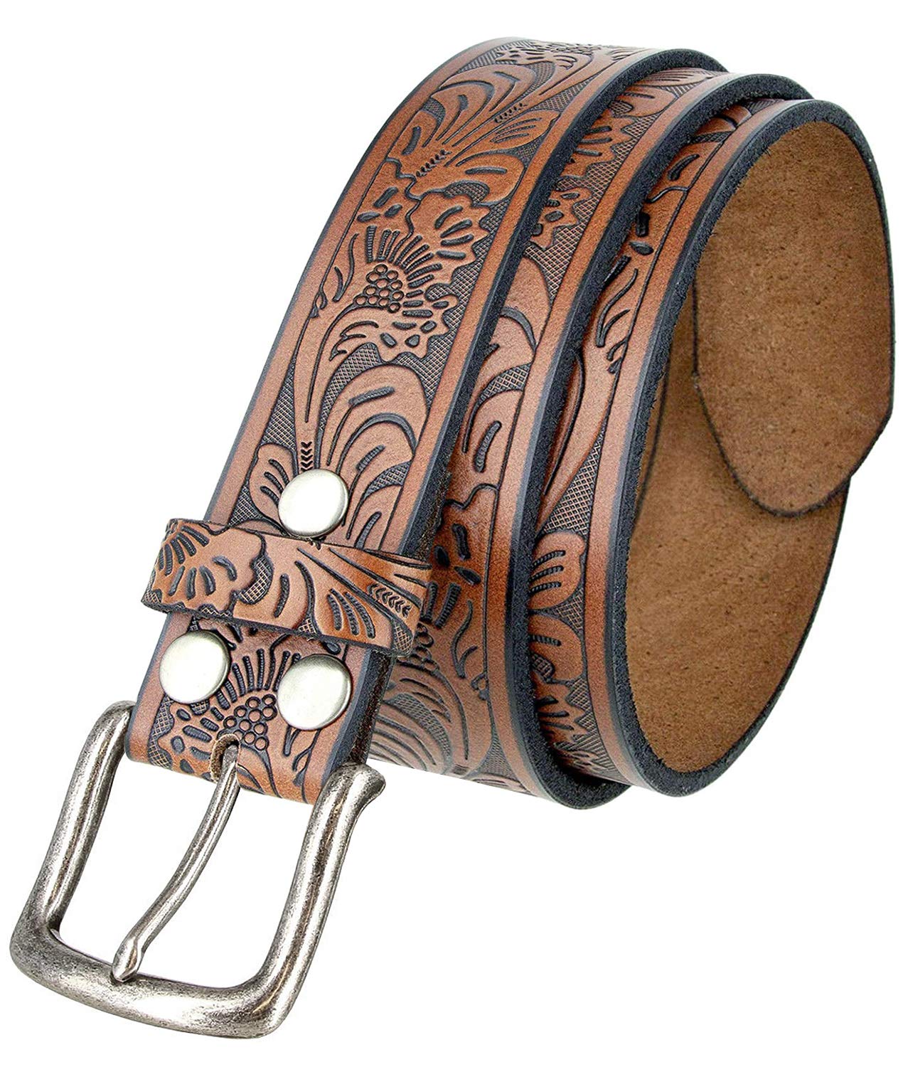 BS220-CX160 Western Floral Engraved Embossed Tooled Genuine Leather ...
