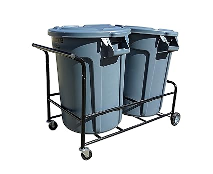 Amazon.com: Trash Can Cart – Color Black– Holds two Normal trash cans ...