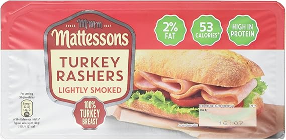 Mattessons Lightly Smoked Turkey Rashers , 200g: Amazon.co.uk: Grocery