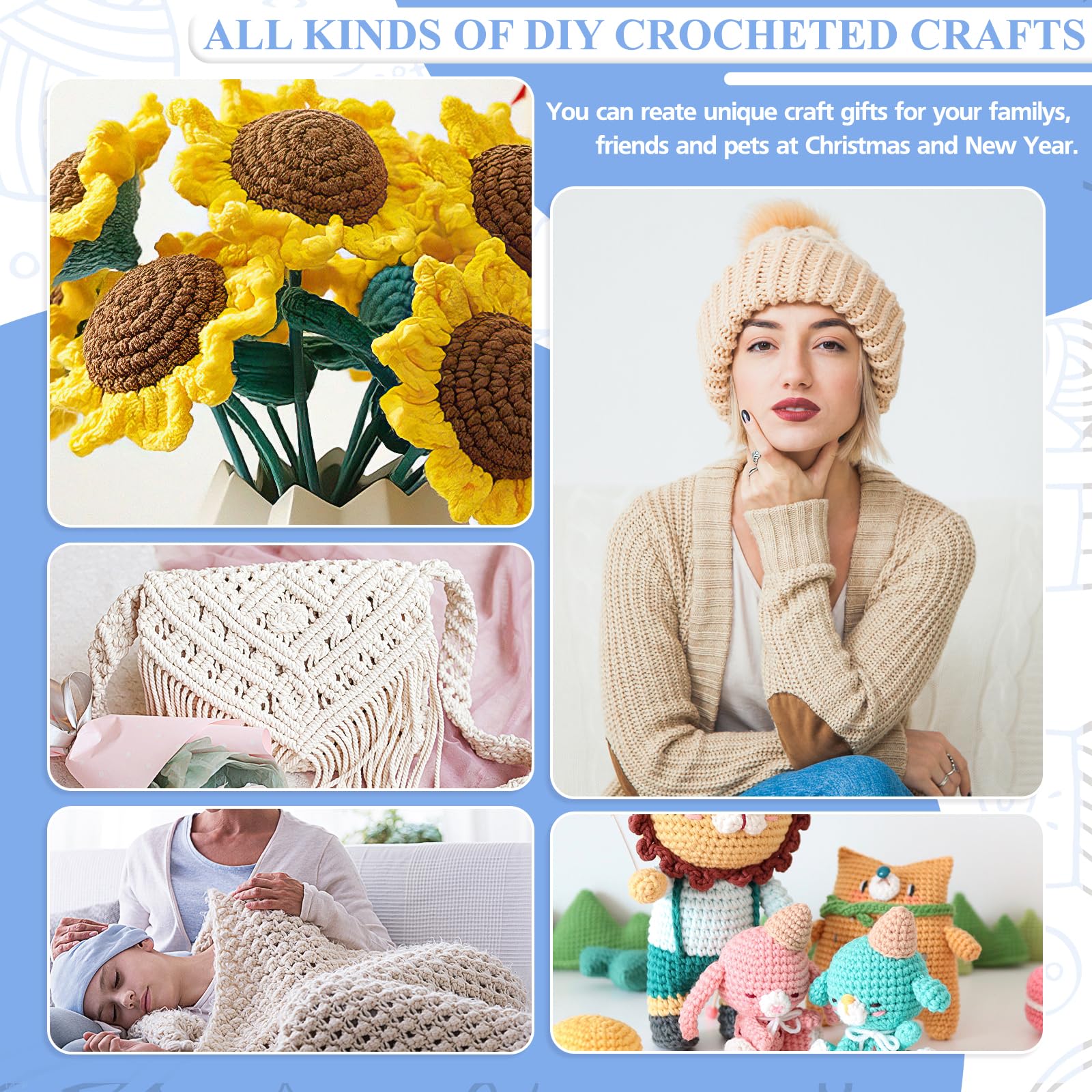 Coopay Crochet Set For Beginners, Crochet Hooks Ergonomic Soft Grip 2mm ...