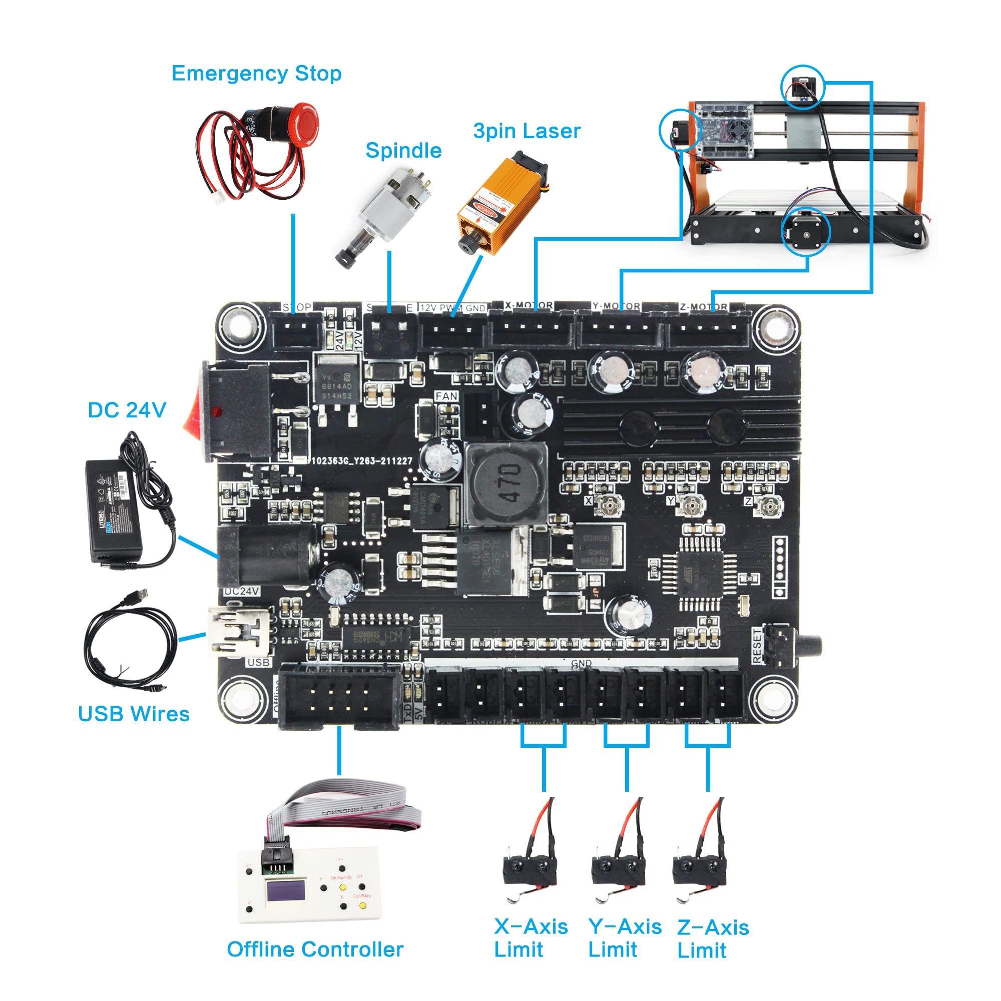 Mua CNCTOPBAOS Upgrade 3018 Pro CNC Router Machine Kit,with Limit Switches & Emergency Stop,3018 ...