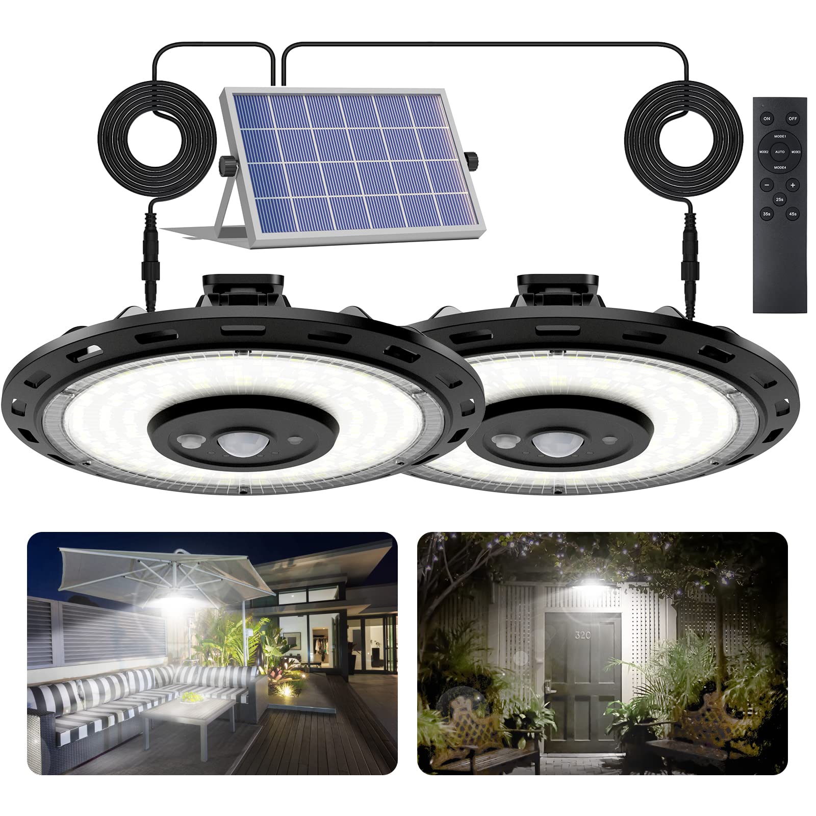 FabStyl Dual Head Solar Lights Indoor Outdoor, 3000LM Solar Shed Light ...