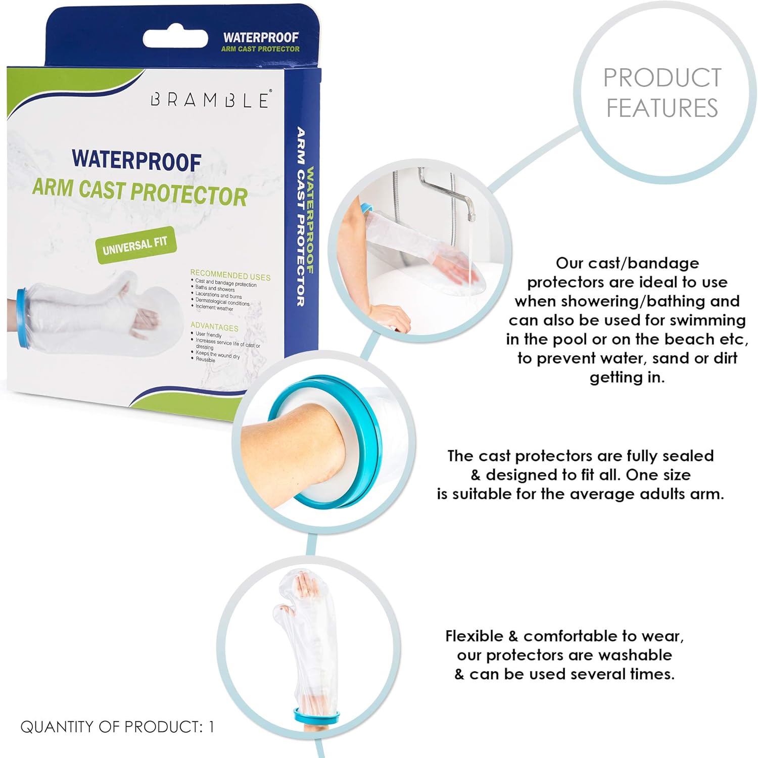 Bramble – Transparent Waterproof Silicone Arm Cast Protector for Bath ...