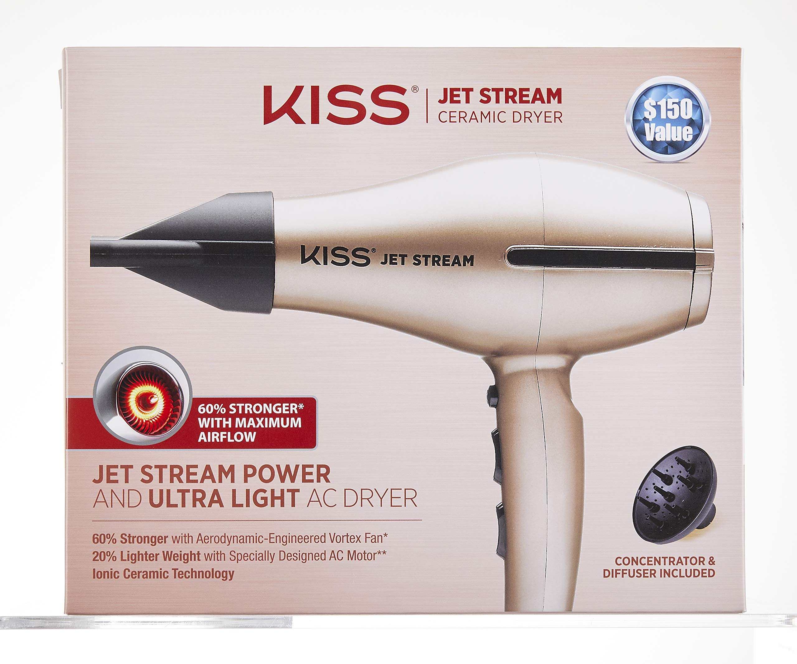 Mua KISS Jet Stream 1875 Watt Salon Quality AC Motor Hair Dryer with 2 ...