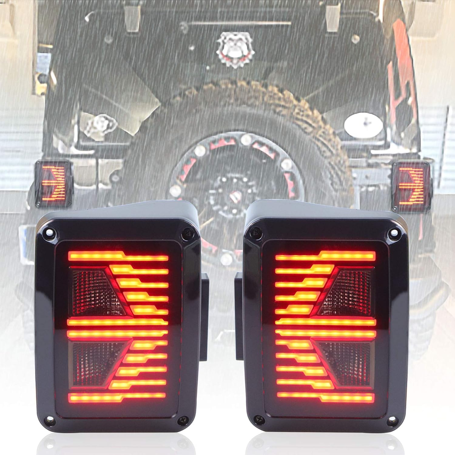 Rear LED Tail Lights for Jeep Wrangler 2007-2018 JK Reverse Light Turn ...