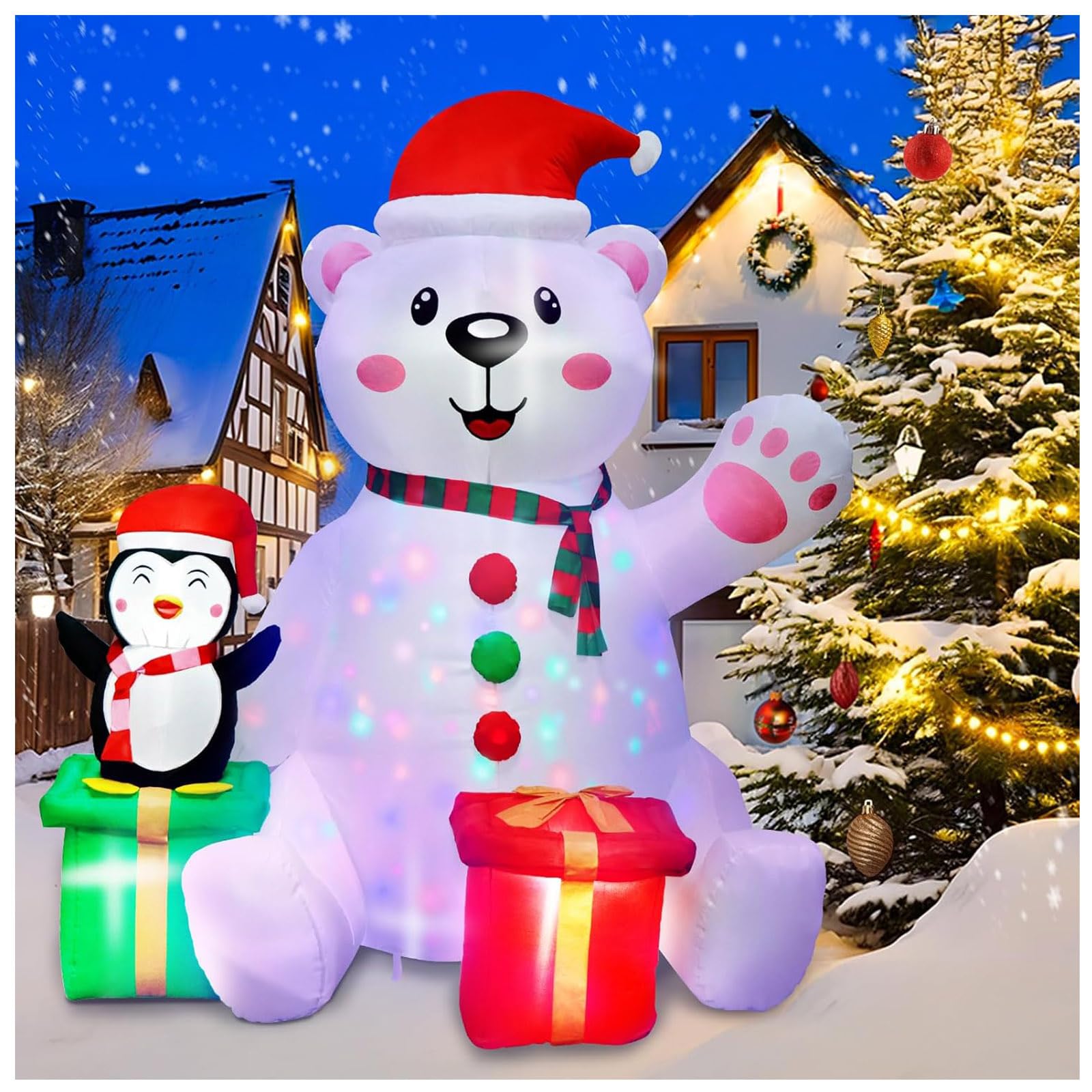 OurWarm 6FT Christmas Inflatables Outdoor Decorations, Polar Bear ...