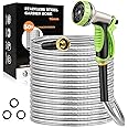 Amazon.com : GOXAWEE Garden Hose 50FT, Stainless Steel Heavy Duty Water Hose With 10 Function ...