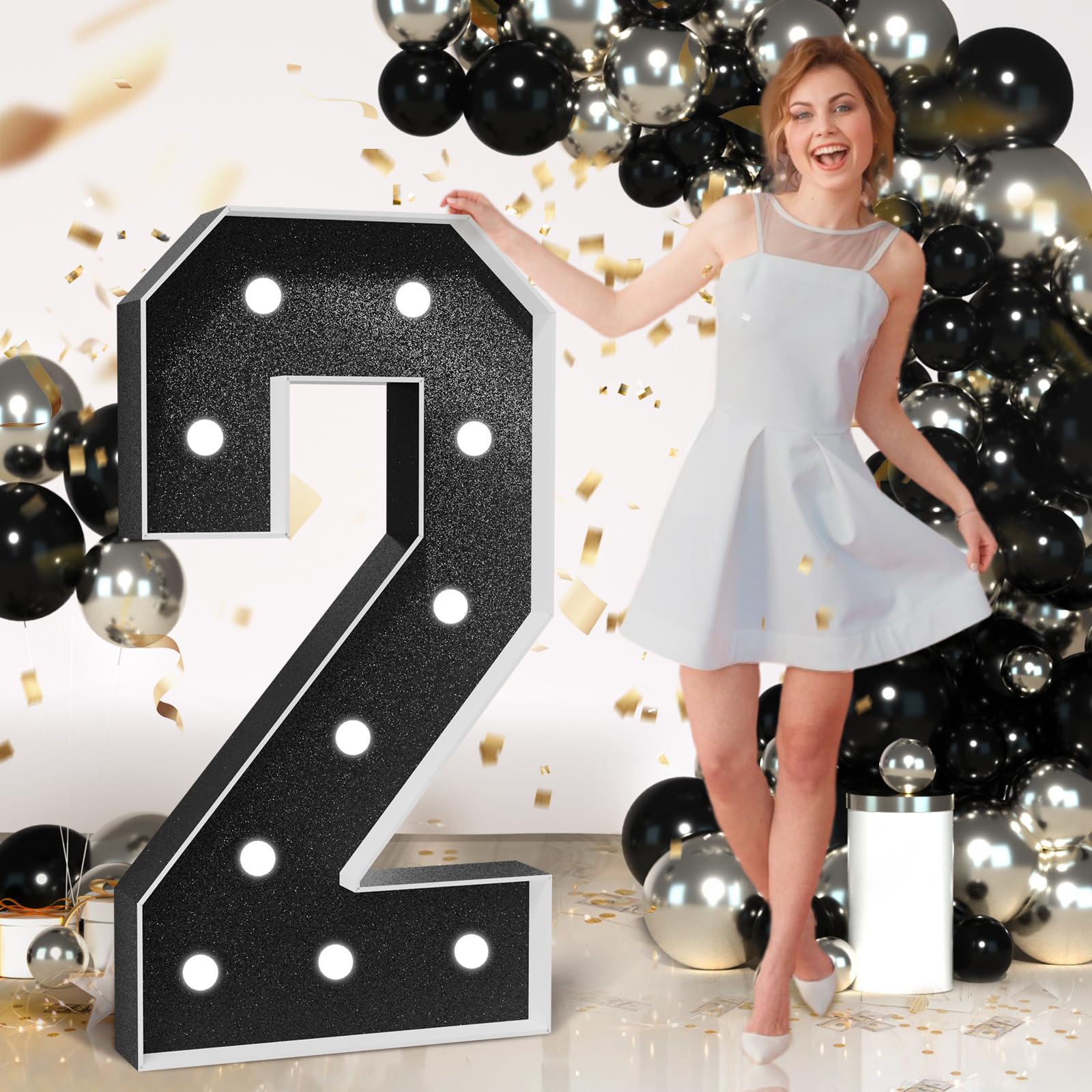 imprsv Marquee Numbers Black Birthday Decorations: Large 4 Feet Tall ...