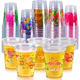 Amazon.com: 60 Pcs Luau Party Cups 16 oz Clear Plastic Tropical ...